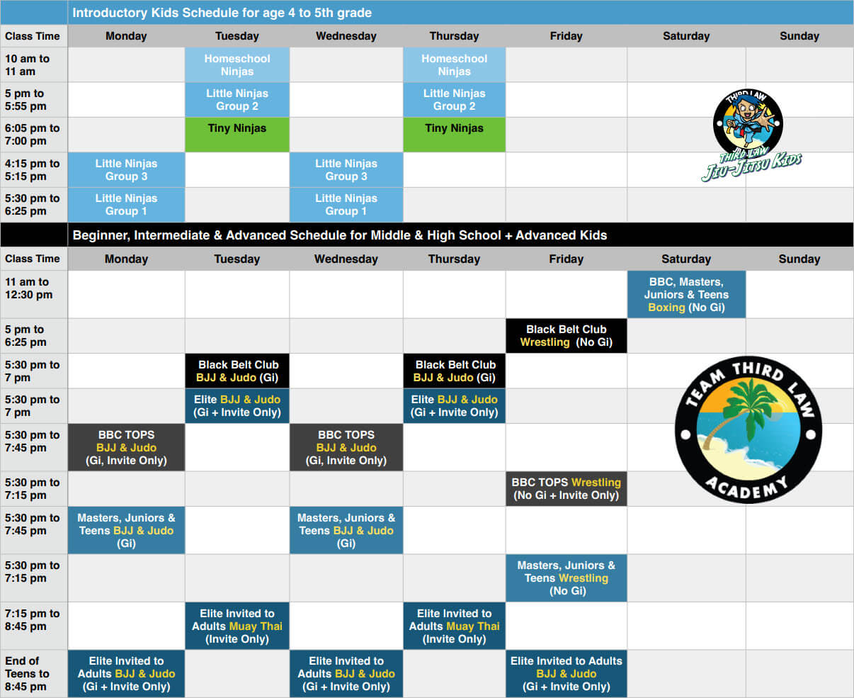 Schedules | Team Third Law Academy